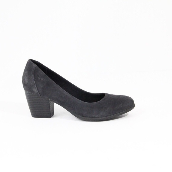b.o.c. | Shoes | Boc Isa Black Leather Stacked Block Heels Womens M ...